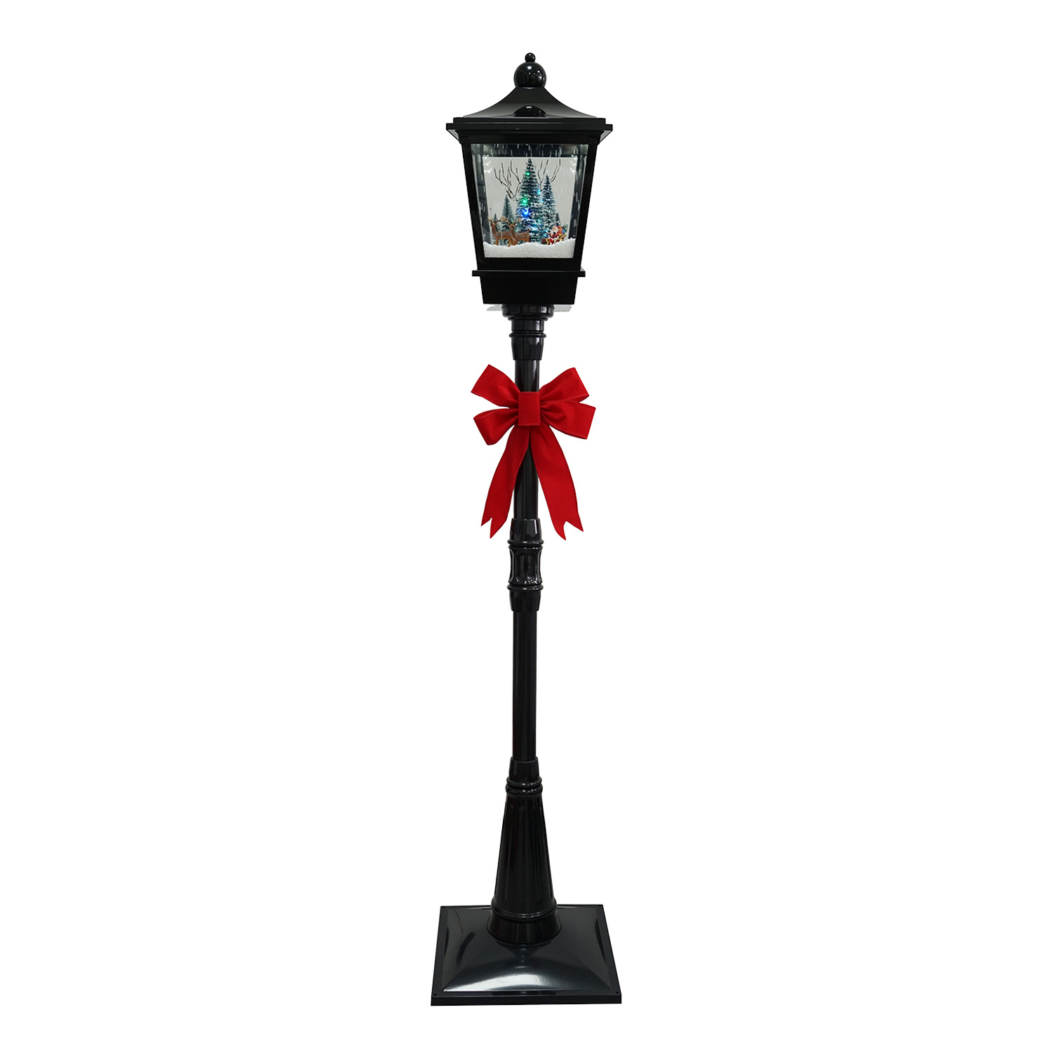 FLOOR LANTERN WITH SANTA & REINDEER SNOWING SCENE 72" - Christmas Forever