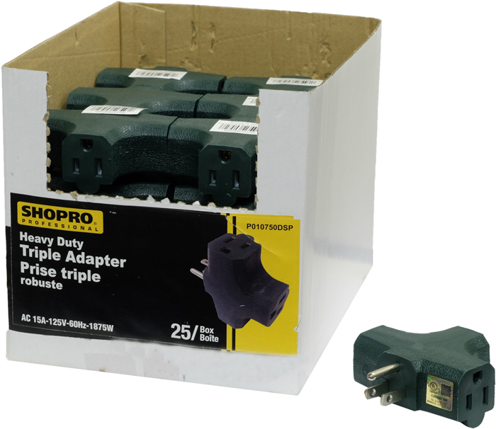 TRIPLE TAP ADAPTER 3 PRONG GREEN 25PCS HD ALL RUBBER - Christmas Forever