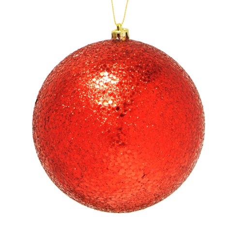 BALL RED 120MM W/GLITTER - Christmas Forever