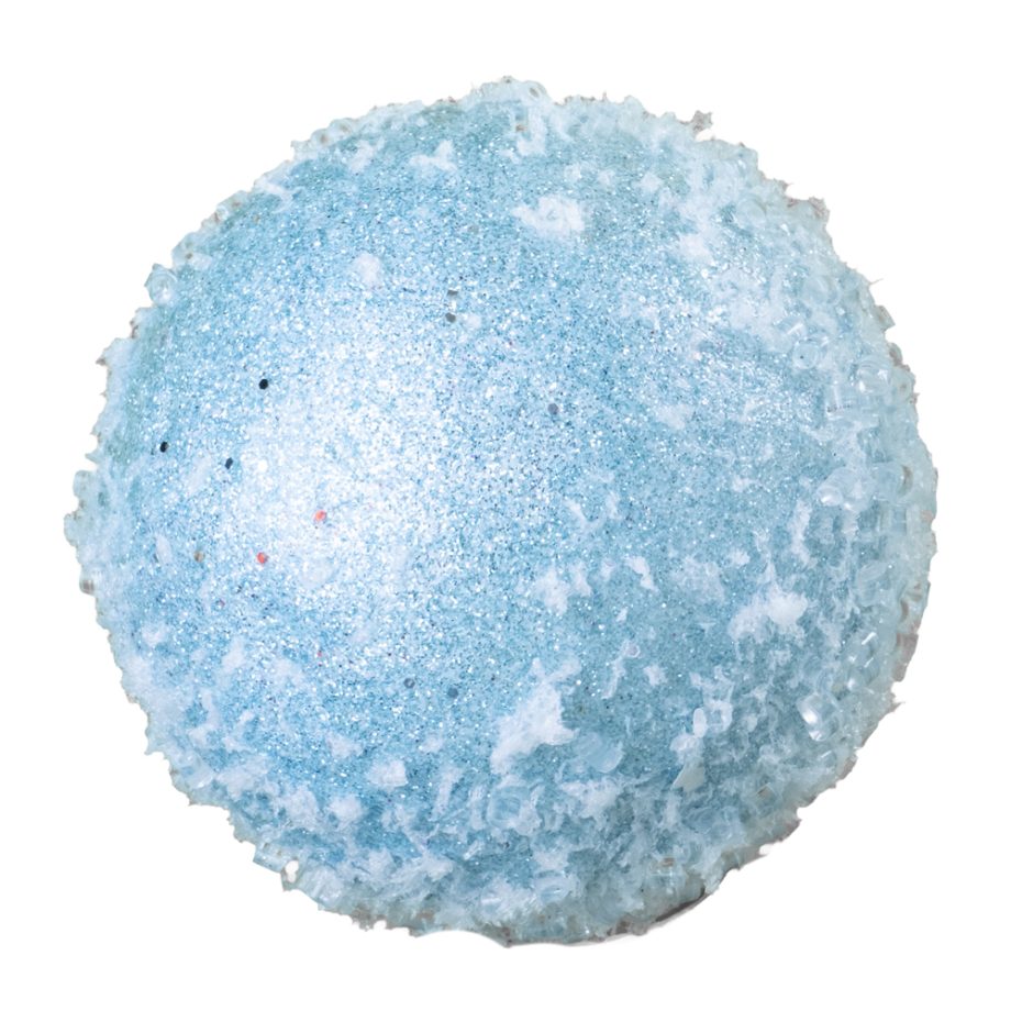 BALL BLUE ICE 100MM W/ FROSTING & GLTR. - Christmas Forever