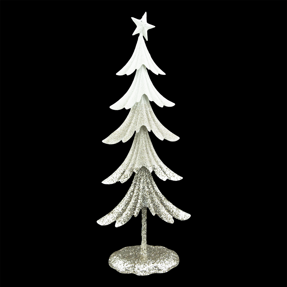 TABLE TOP TREE 20" METAL W/WHT & CHAMP GLTR - Christmas Forever