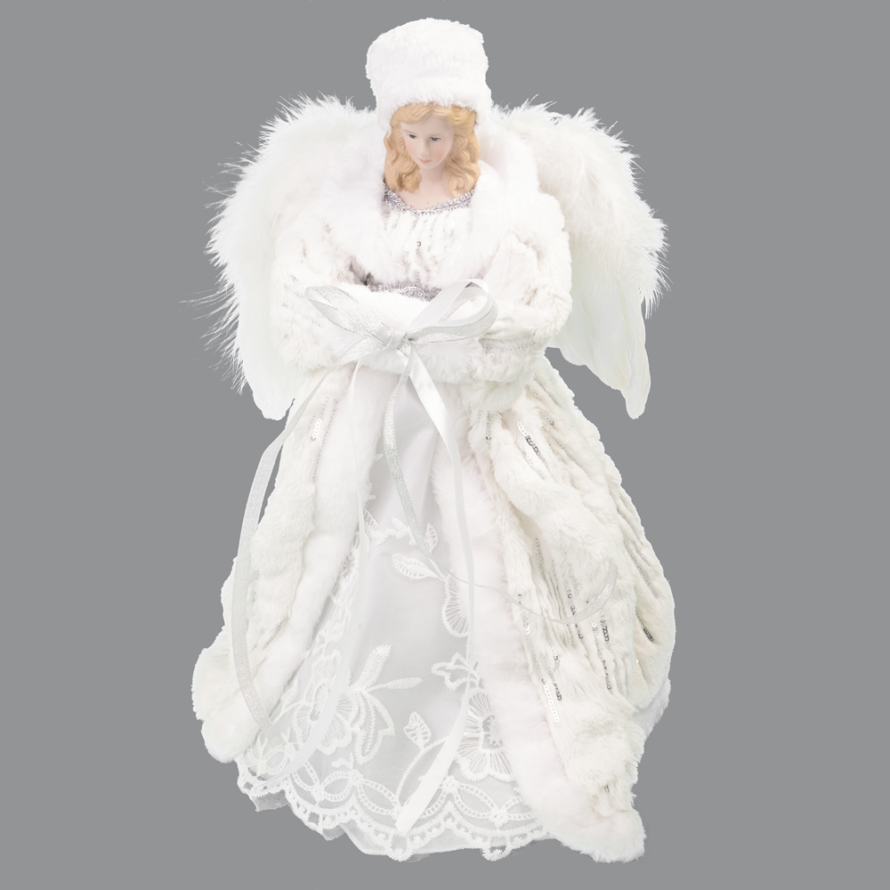 ANGEL 16" WHITE FAUX FUR W/ LACE - Christmas Forever
