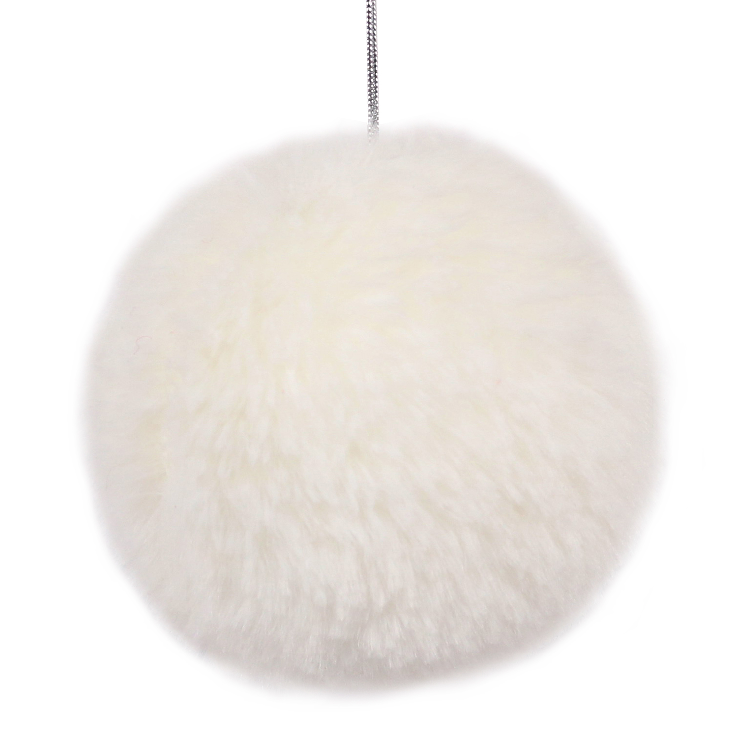 ORN BALL FUR FABRIC 3" WHITE - Christmas Forever