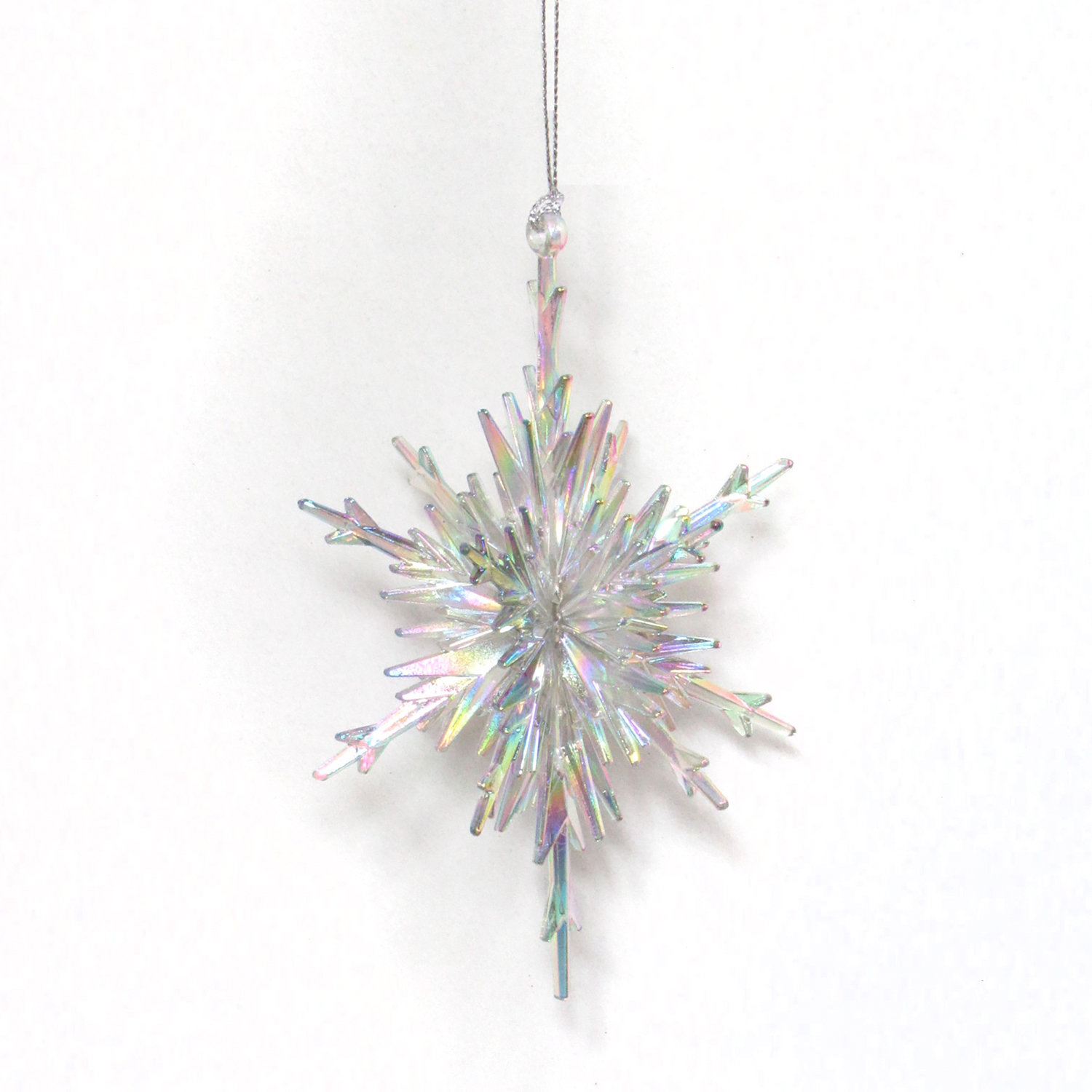 CLEAR GREY SNOWFLAKE 5.5" IRID. FINISH - Christmas Forever