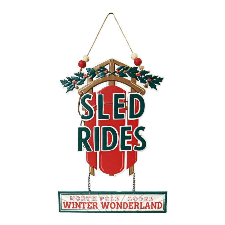 WALL DECOR METAL 10"X14" - "SLED RIDES" - Christmas Forever