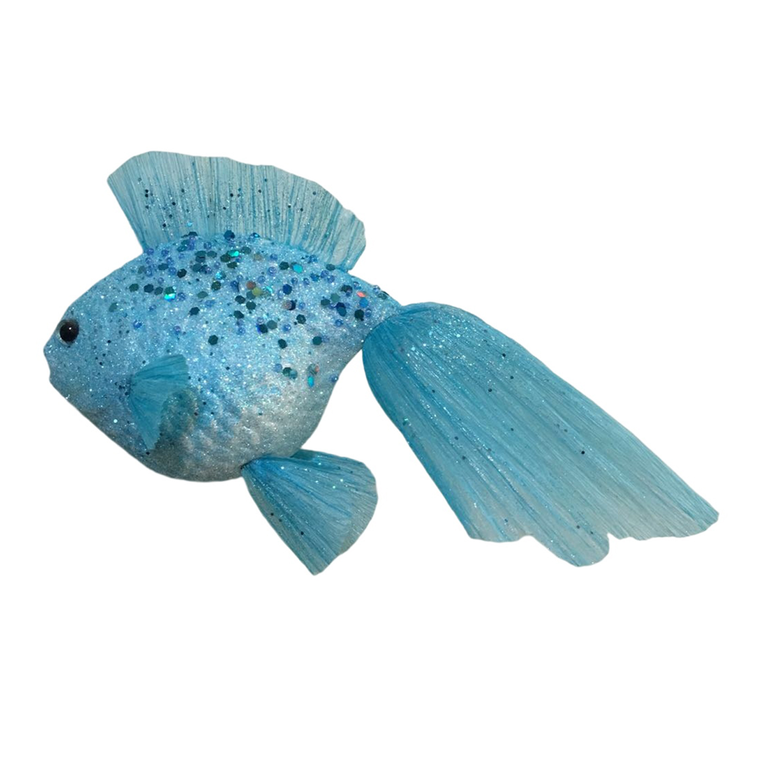 ORN SEA POLY FOAM FISH BLUE 7"X9.5" W/ GLITTER & SEQUINS - Christmas ...
