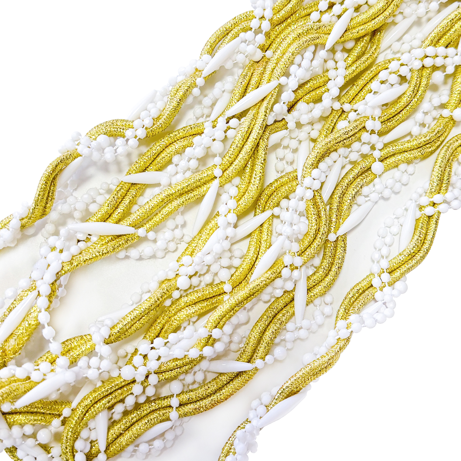 GARLAND 5S-TWISTED 108"/9FT (2.7M) GOLD /WHITE BEAD & STRAND ...