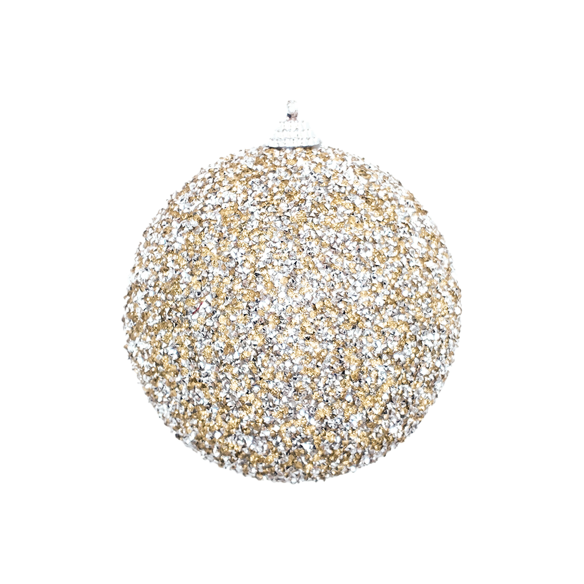 BALL MINI-DIAMOND BEADS & GLITTER 4" GOLD - Christmas Forever