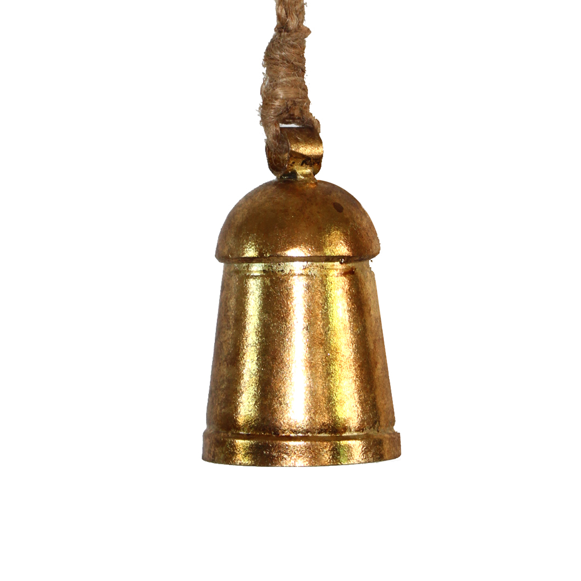 LIBERTY BELL GOLD BRUSHED/TEXTURED FINISH 3" W/ SISAL ROPE - Christmas ...