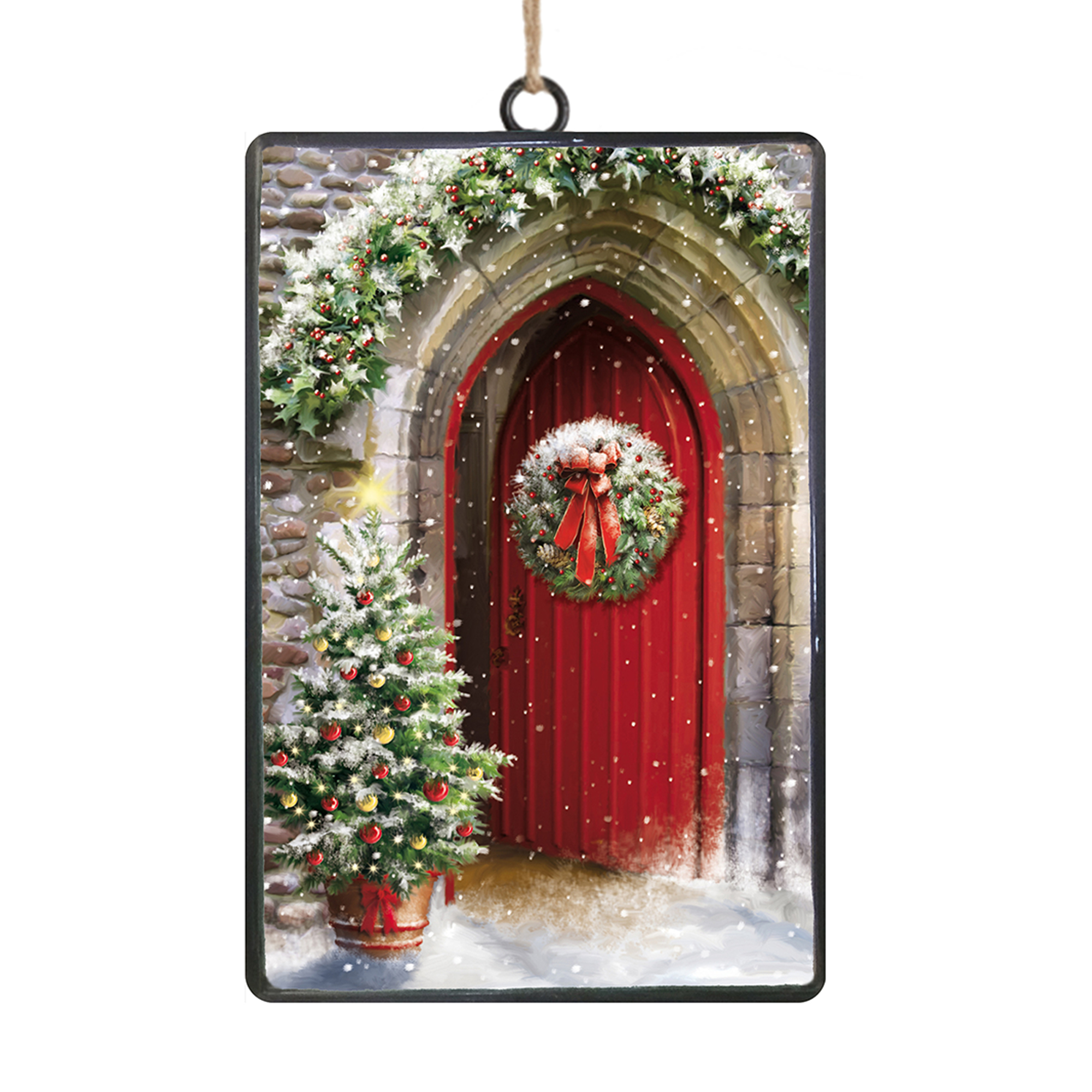 ORN METAL RECTANGULAR DISC 6" RED DOOR STONE ARCHWAY ADORNED W ...