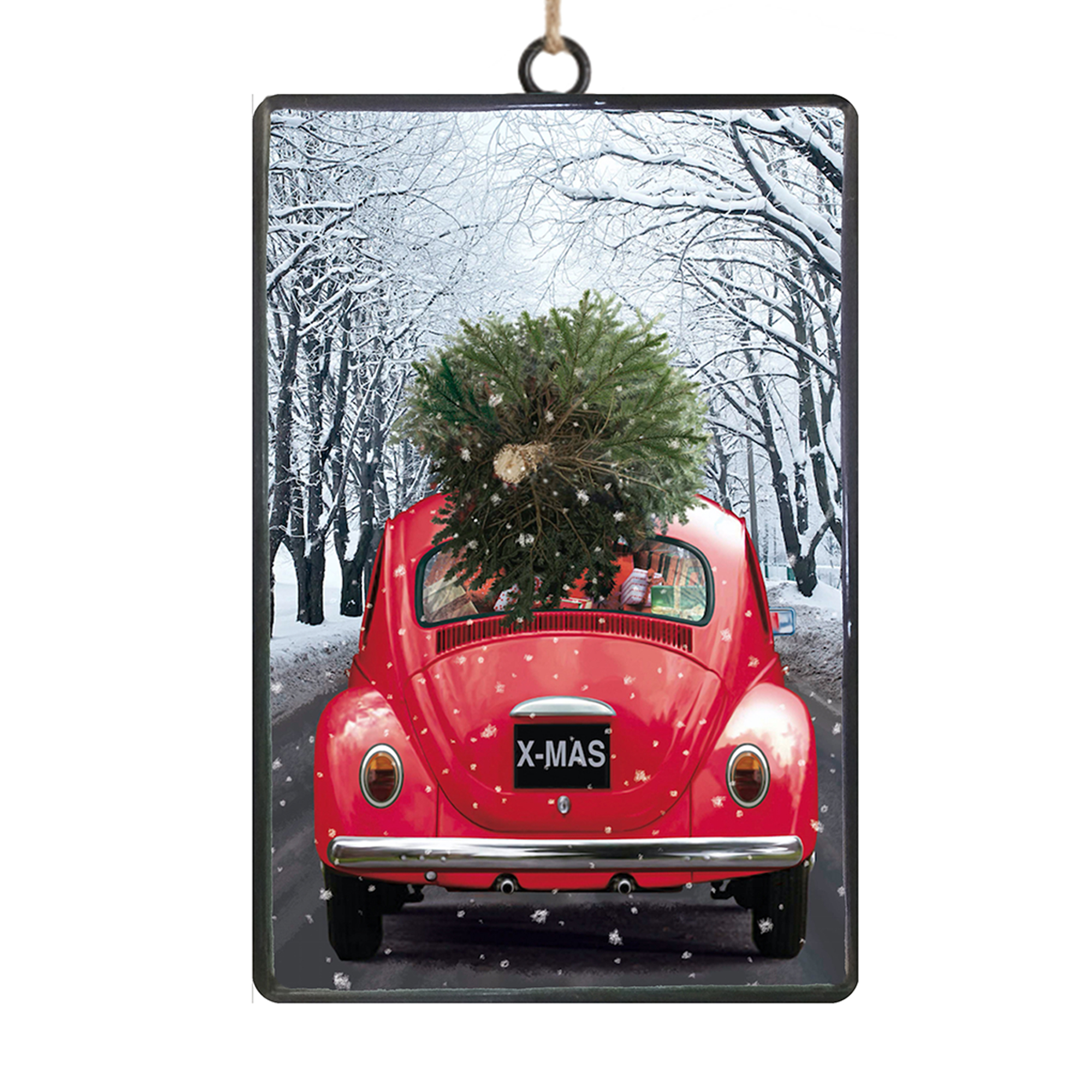 ORN METAL RECTANGULAR DISC 6" RED VINTAGESTYLE VOLKSWAGEN BEETLE ...
