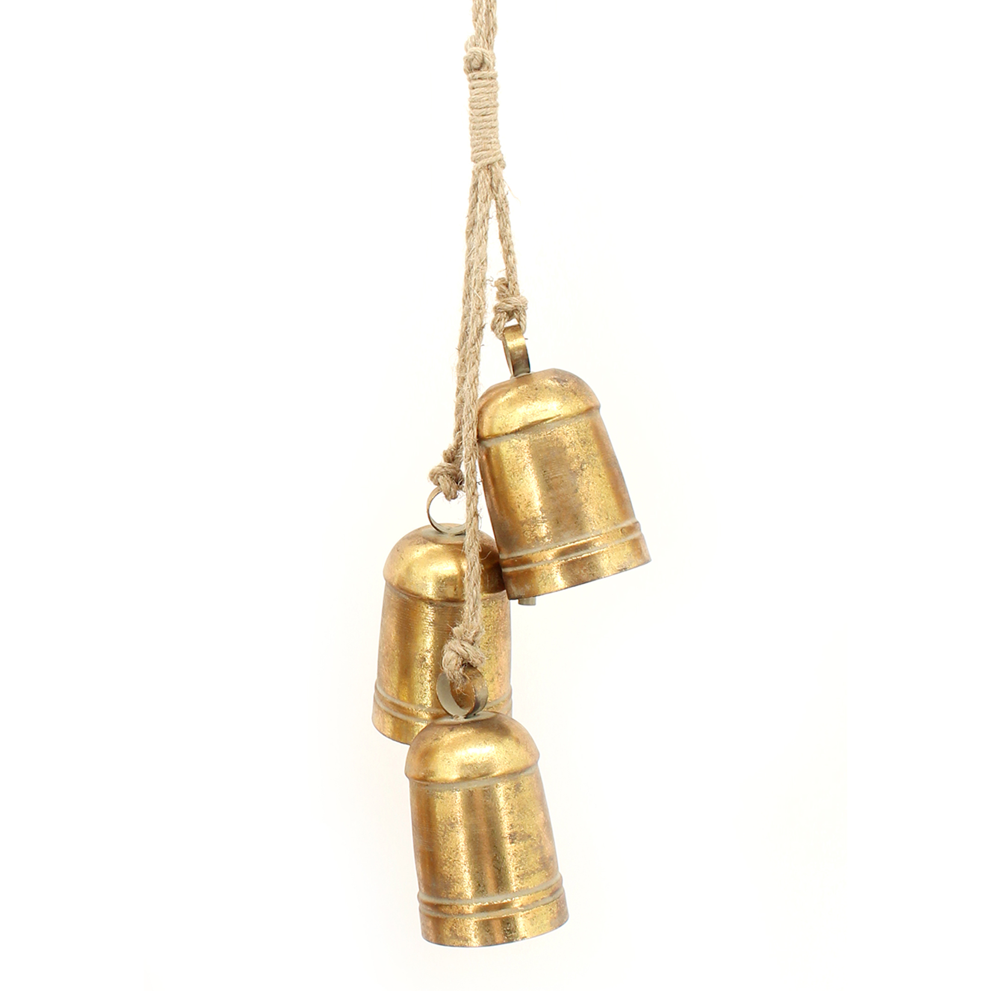 CYLINDER-SHAPE BELLS 3PC 3" GOLD TAPERED BRONZE FINISH W/ ROPE HANGER ...
