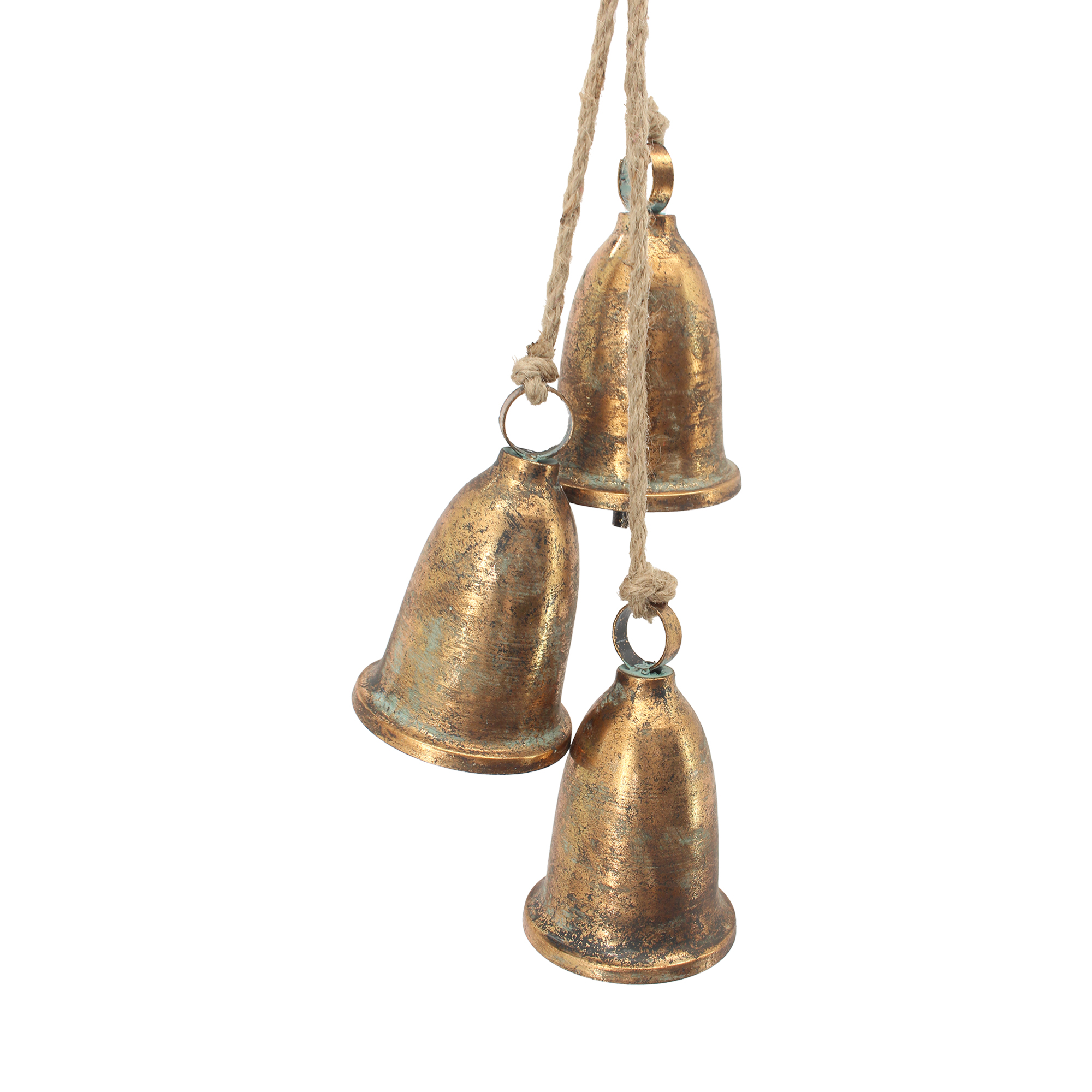 LIBERTY BELLS 3PC 4" GOLDEN BRONZE BRUSHED FINISH W/ ROPE HANGER ...