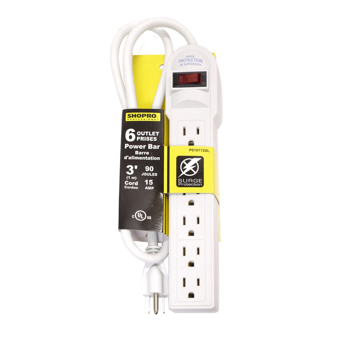 POWER BAR 6-OUTLET W/ SURGE ABS - Christmas Forever